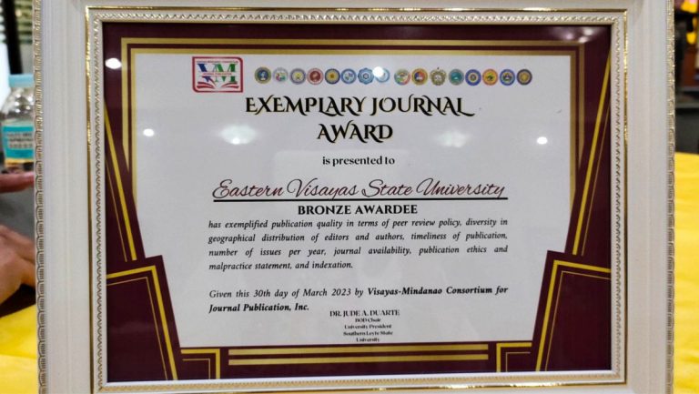 ITMJ bags bronze in Exemplary Journal Award | Eastern Visayas State ...