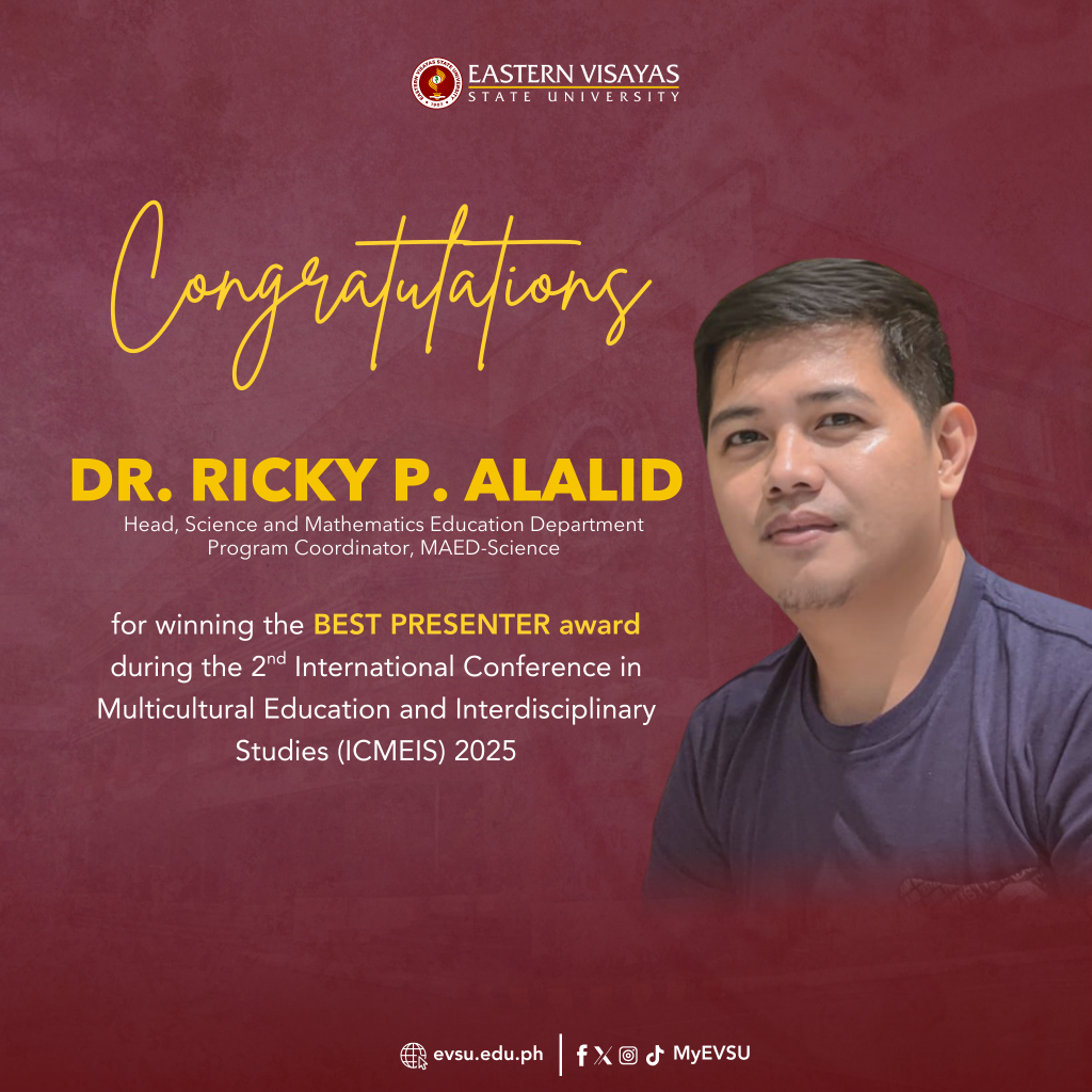 EVSU faculty wins Best Research Presenter at int'l conference | Eastern ...